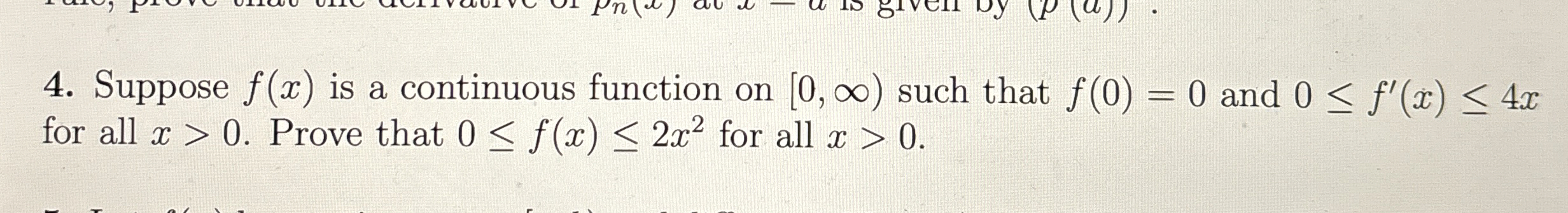 Solved Suppose f(x) ﻿is a continuous function on [0,∞) ﻿such | Chegg.com