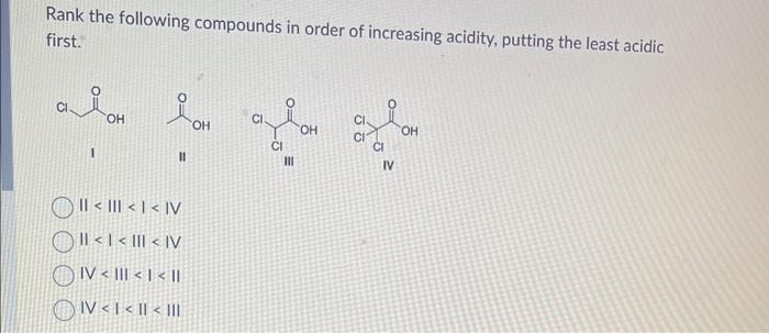 Solved Rank the following compounds in order of increasing | Chegg.com