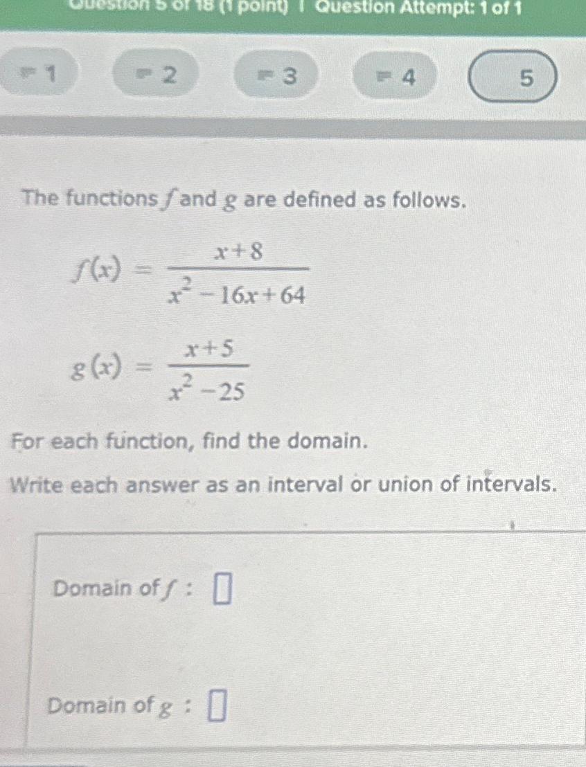 Solved The functions f ﻿and g ﻿are defined as | Chegg.com