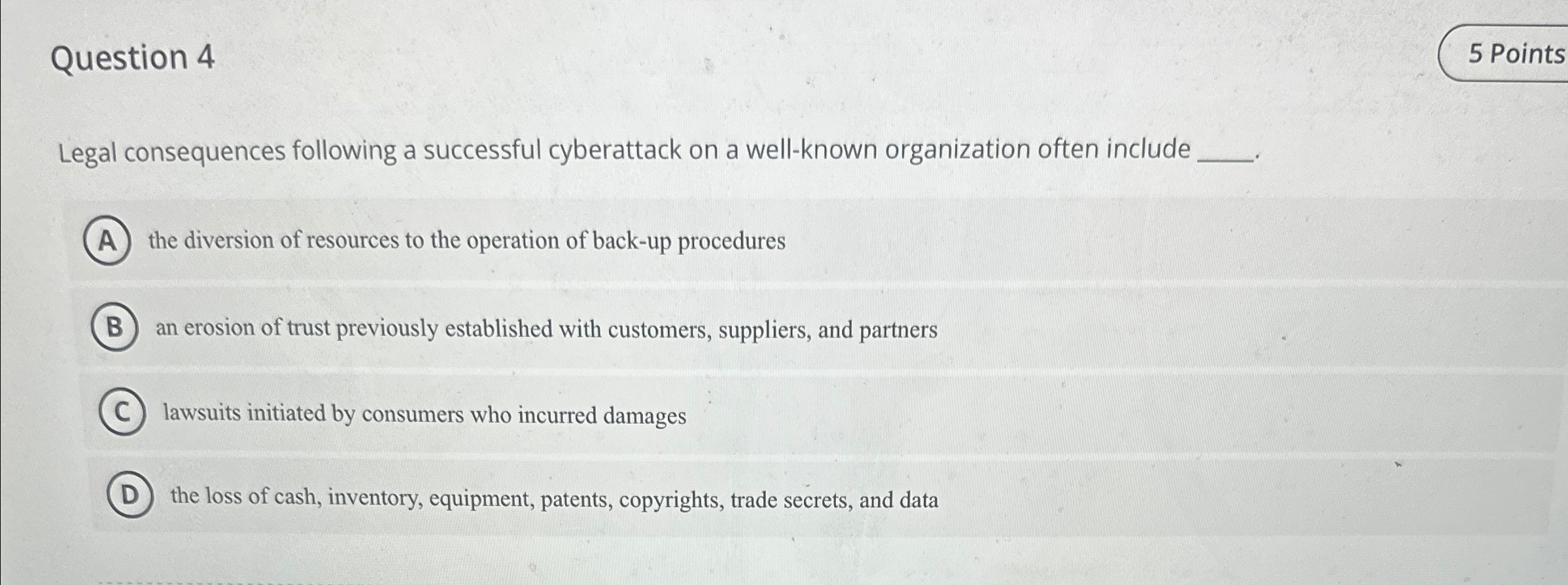 Solved Question 45 ﻿PointsLegal consequences following a | Chegg.com