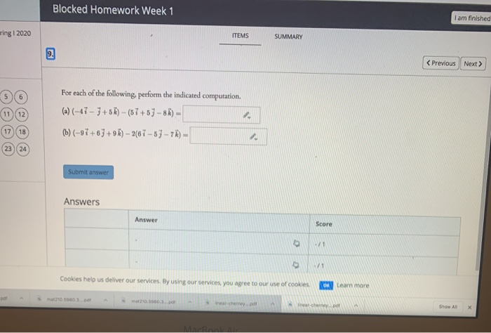 Solved Blocked Homework Week 1 I am finished ITEMS ing i | Chegg.com