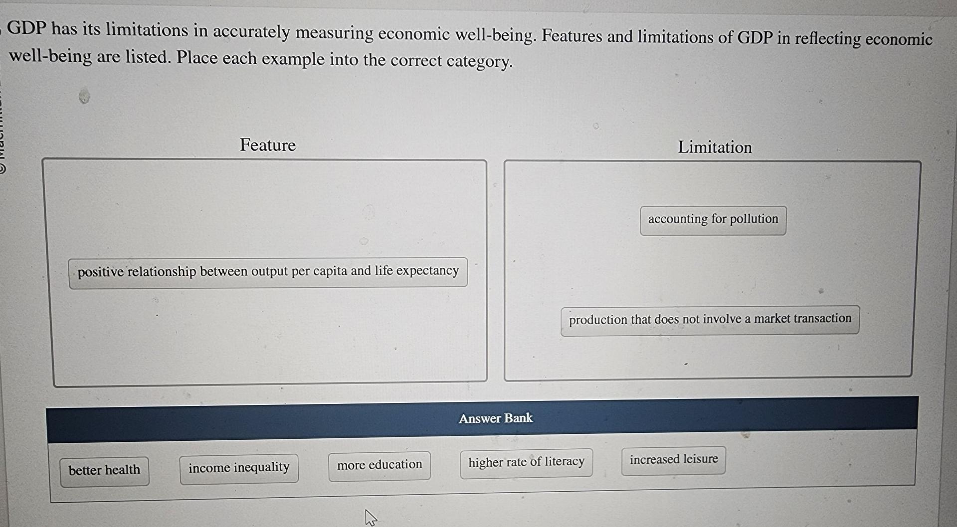 Solved GDP has its limitations in accurately measuring | Chegg.com Solved GDP has its limitations in accurately measuring | Chegg.com