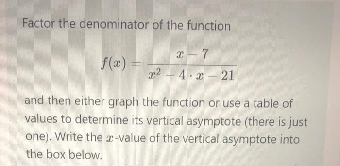 Solved Factor the denominator of the function | Chegg.com