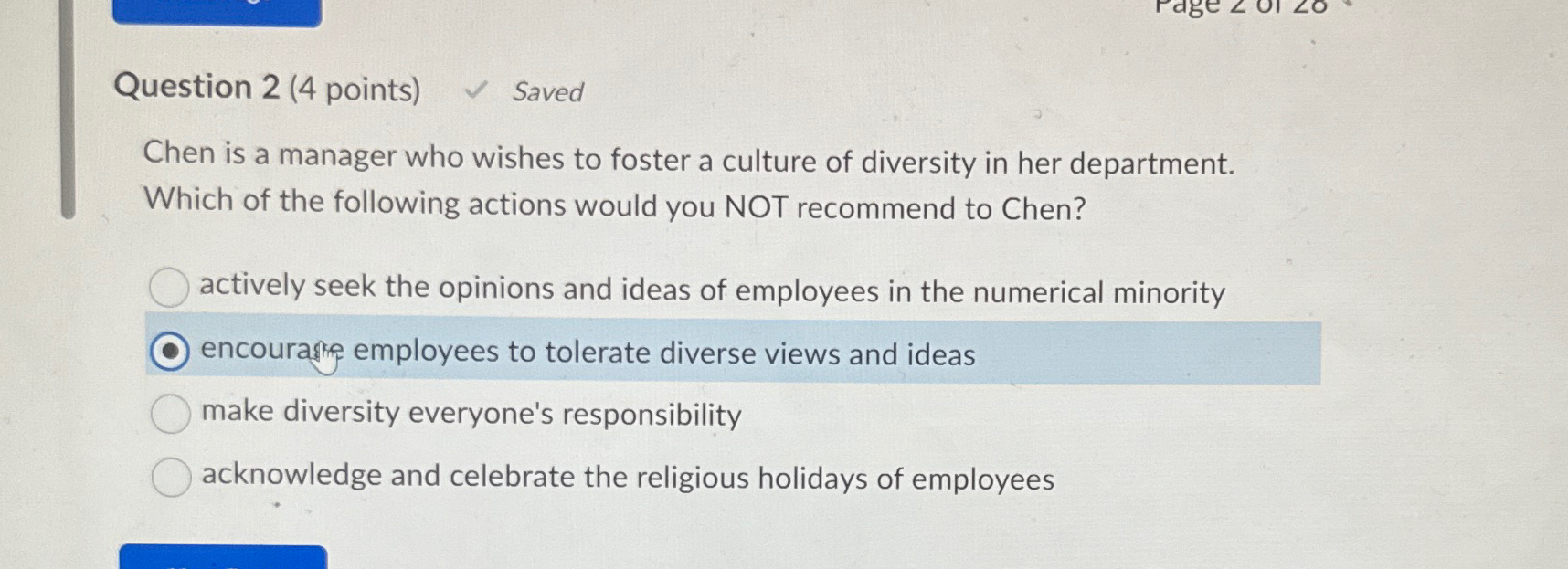 Solved Question 2 (4 ﻿points) ﻿SavedChen is a manager who | Chegg.com