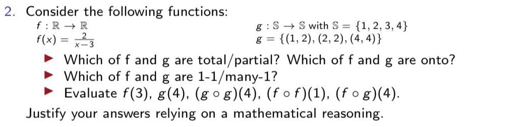 Solved Consider the following functions:f:R→R,g:S→S ﻿with | Chegg.com