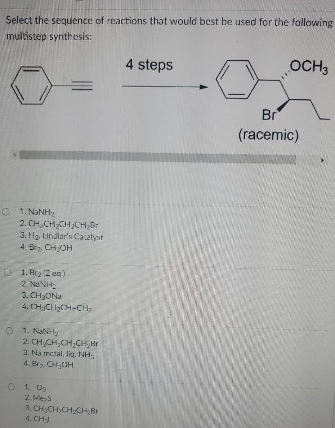 Solved Select the sequence of reactions that would best be | Chegg.com