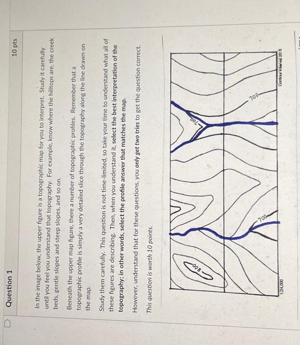 Solved In the image below, the upper figure is a topographic | Chegg.com