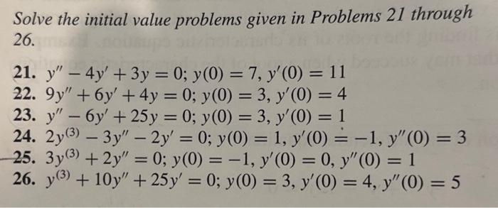 Solved Solve the initial value problems given in Problems 21 | Chegg.com