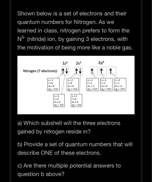 Solved Shown below is a set of electrons and their quantum | Chegg.com