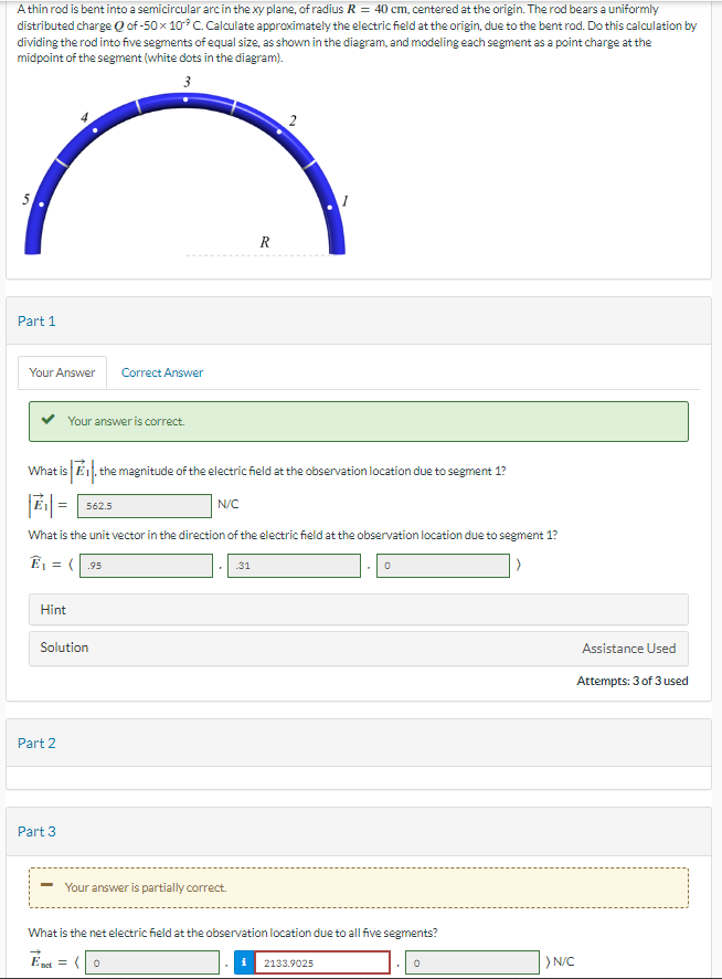 Solved A thin rod is bent into a semicircular arc in the xy | Chegg.com