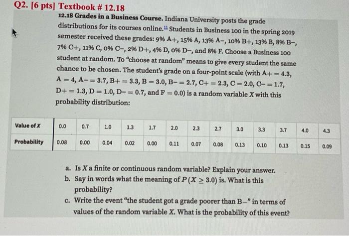 Solved Q2. [6 pts) Textbook # 12.18 12.18 Grades in a | Chegg.com