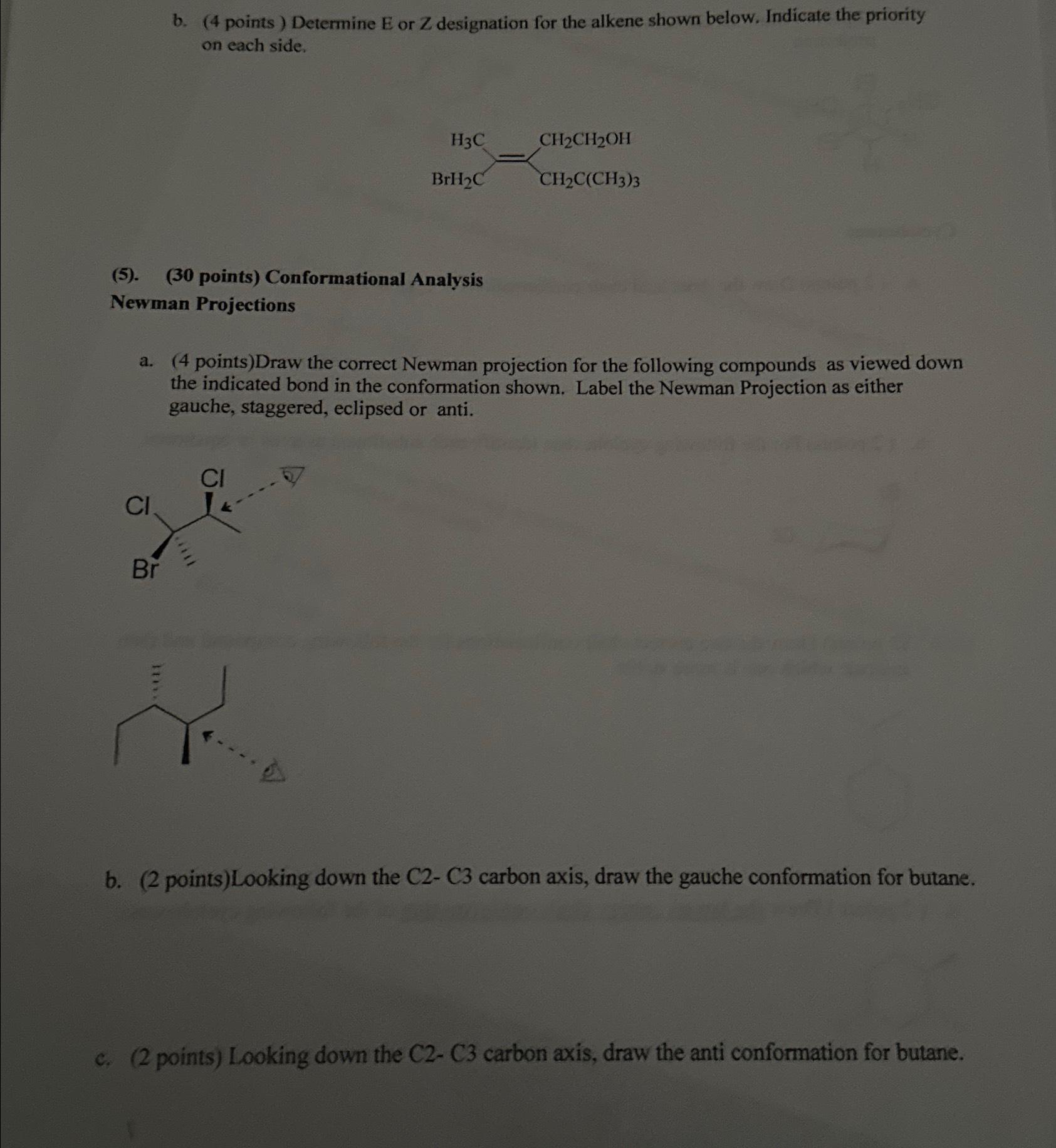 Solved b. ( 4 ﻿points ) ﻿Determine E ﻿or Z ﻿designation for | Chegg.com