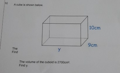 Solved b)A cube is shown below.The volume of the cuboid is | Chegg.com