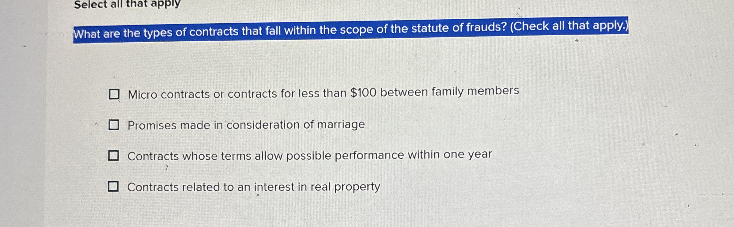 Solved Select all that applyWhat are the types of contracts | Chegg.com