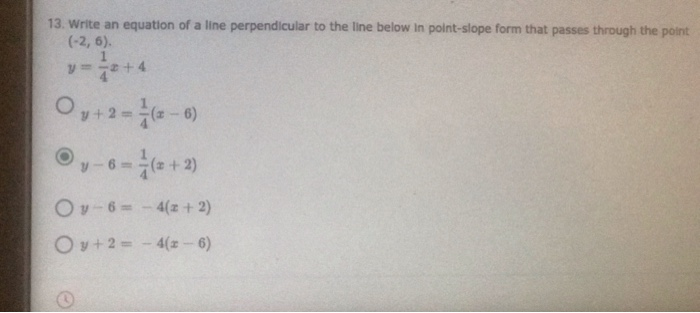 Solved 13. Write an equation of a line perpendicular to the | Chegg.com
