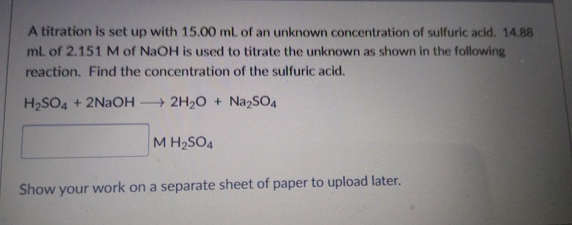 Solved A titration is set up with 15.00 mL of an unknown | Chegg.com