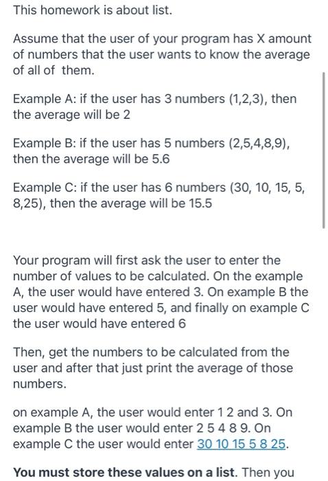 Solved This Homework Is About List Assume That The User Of