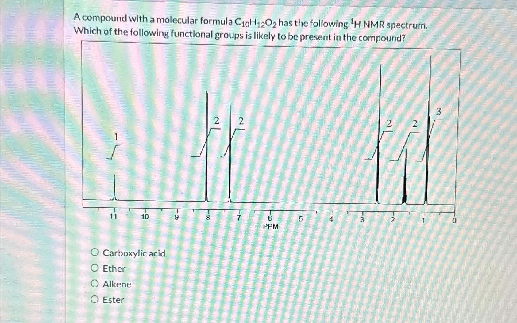 Solved A compound with a molecular formula C10H12O2 ﻿has the | Chegg.com