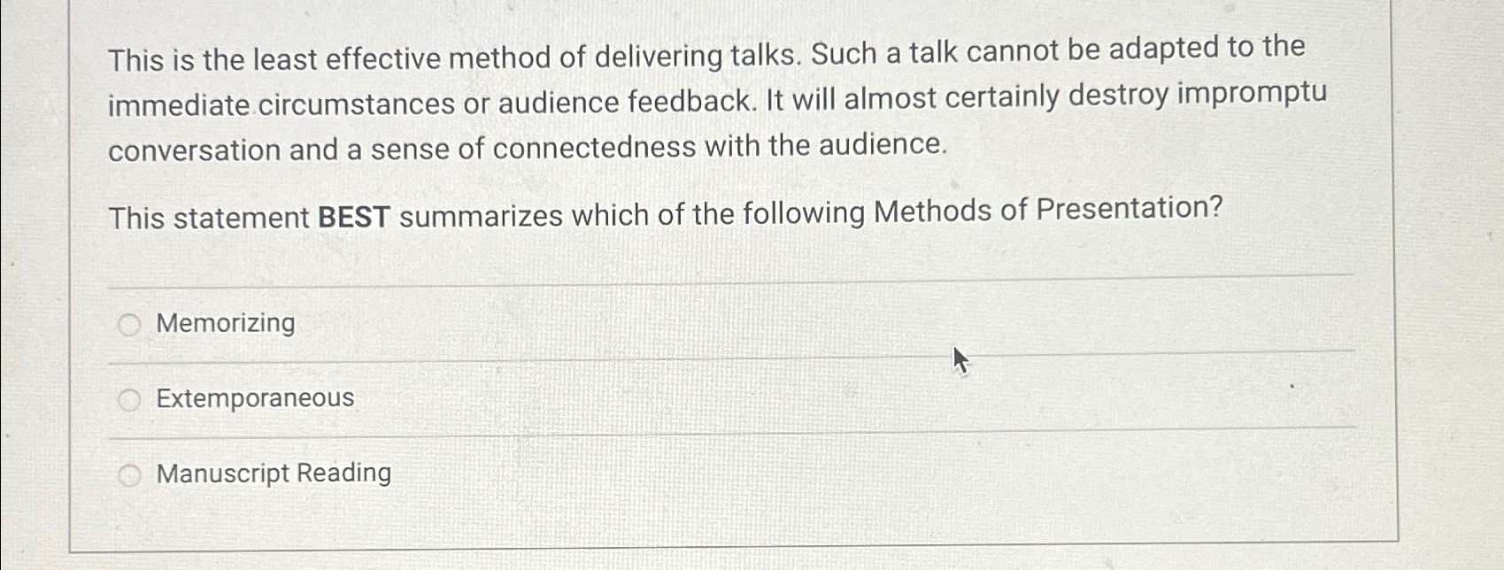 Solved This is the least effective method of delivering | Chegg.com
