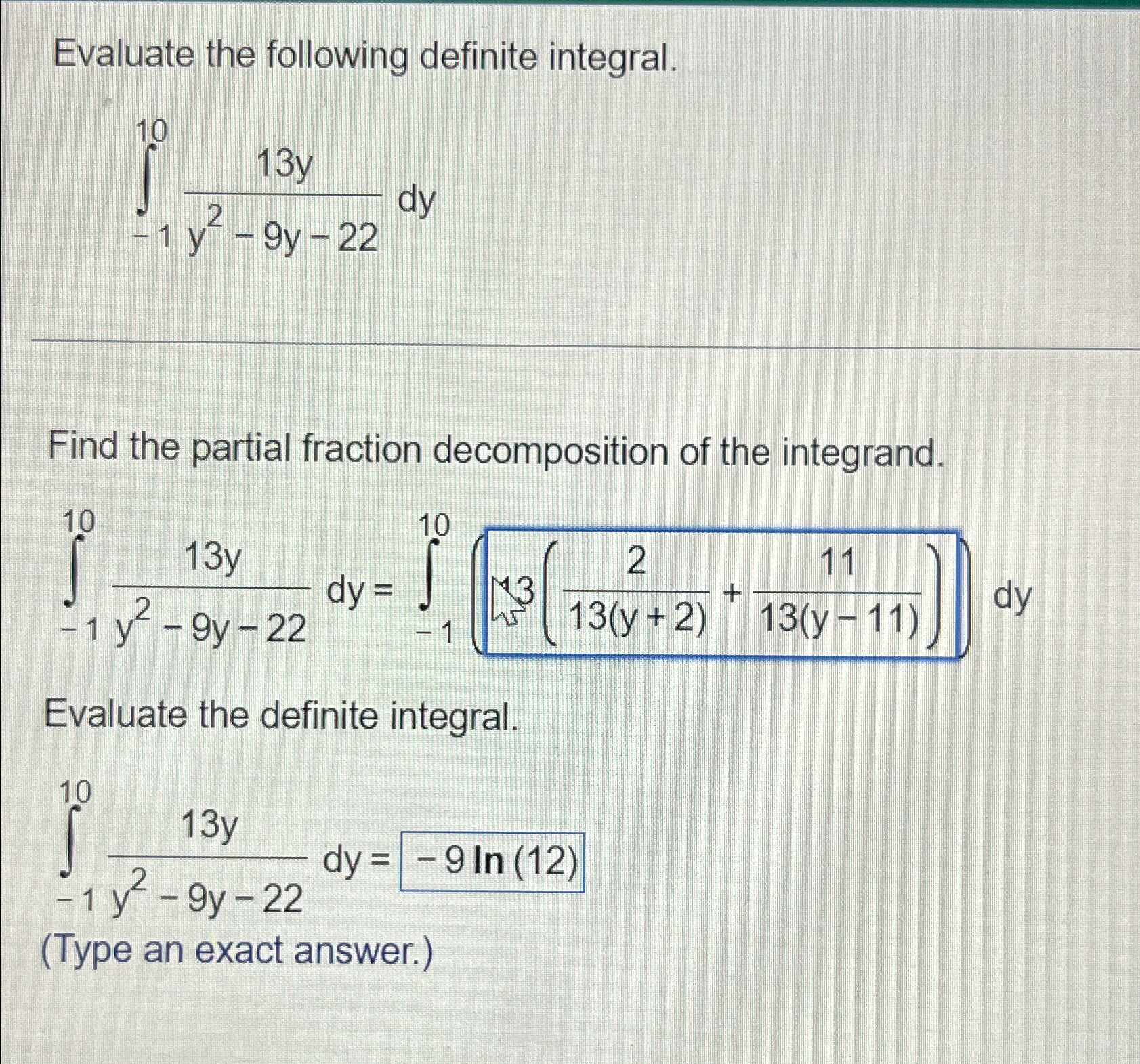 Solved Evaluate the following definite | Chegg.com