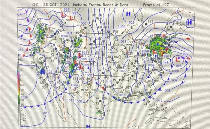 Solved 122 26 OCT 2021 Isobars. Fronts, Radar & Data | Chegg.com