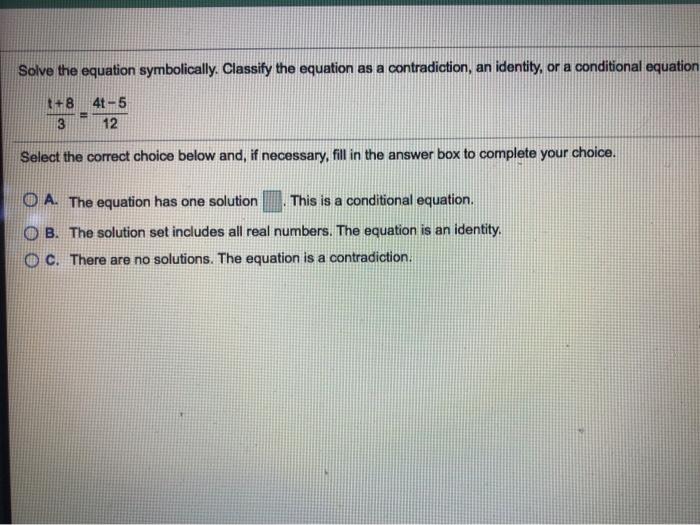 Solved Solve the equation symbolically. Classify the | Chegg.com
