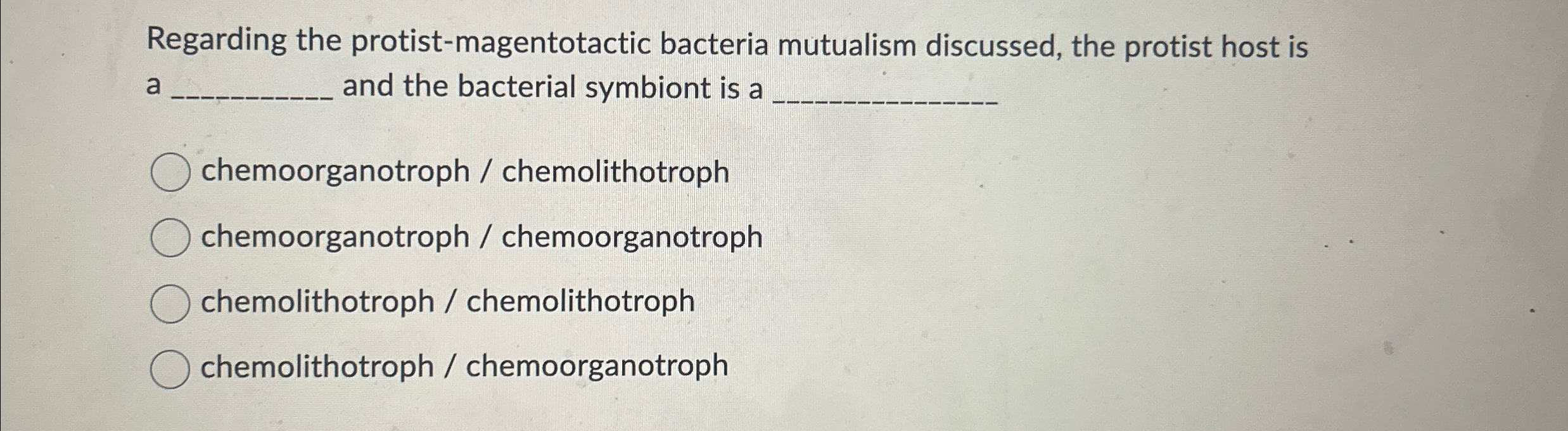 Solved Regarding the protist-magentotactic bacteria | Chegg.com