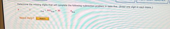 Solved Determine the missing digits that will complete the | Chegg.com
