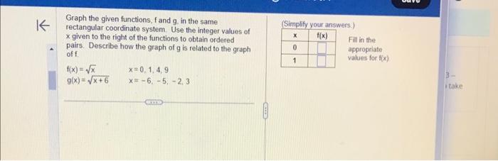 Solved Graph the given functions, f and g, in the same | Chegg.com