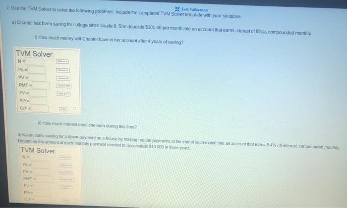 Solved Exit Fullscreen 2. Use the TVM Solver lo solve the | Chegg.com