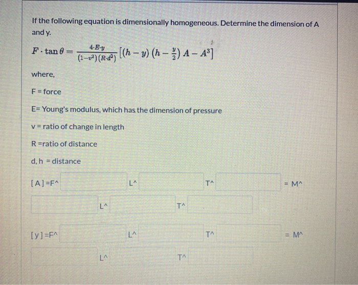 Solved If the following equation is dimensionally | Chegg.com