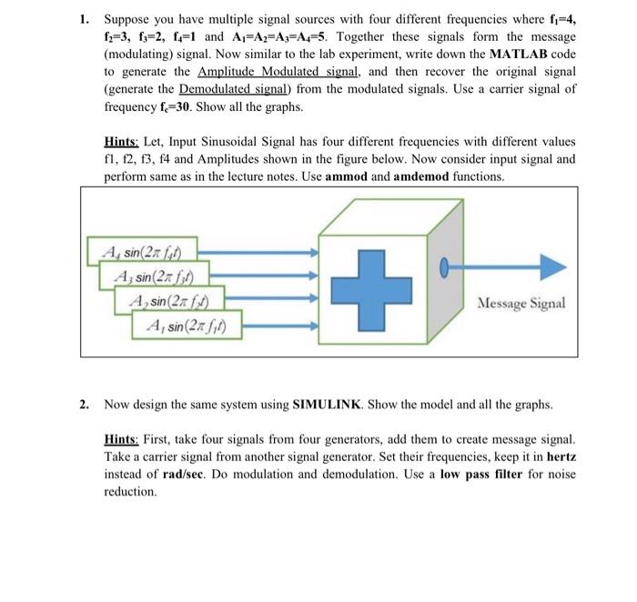 Solved 1. Suppose you have multiple signal sources with four | Chegg.com