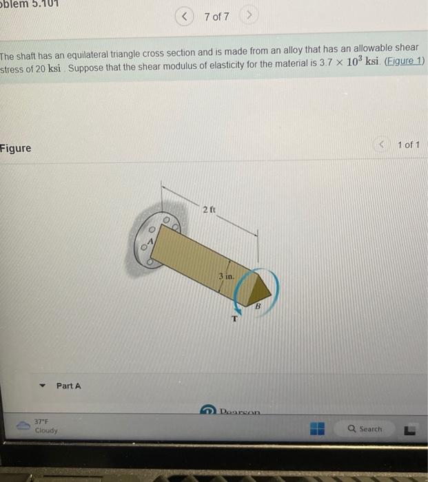 Solved he shaft has an equilateral triangle cross section | Chegg.com