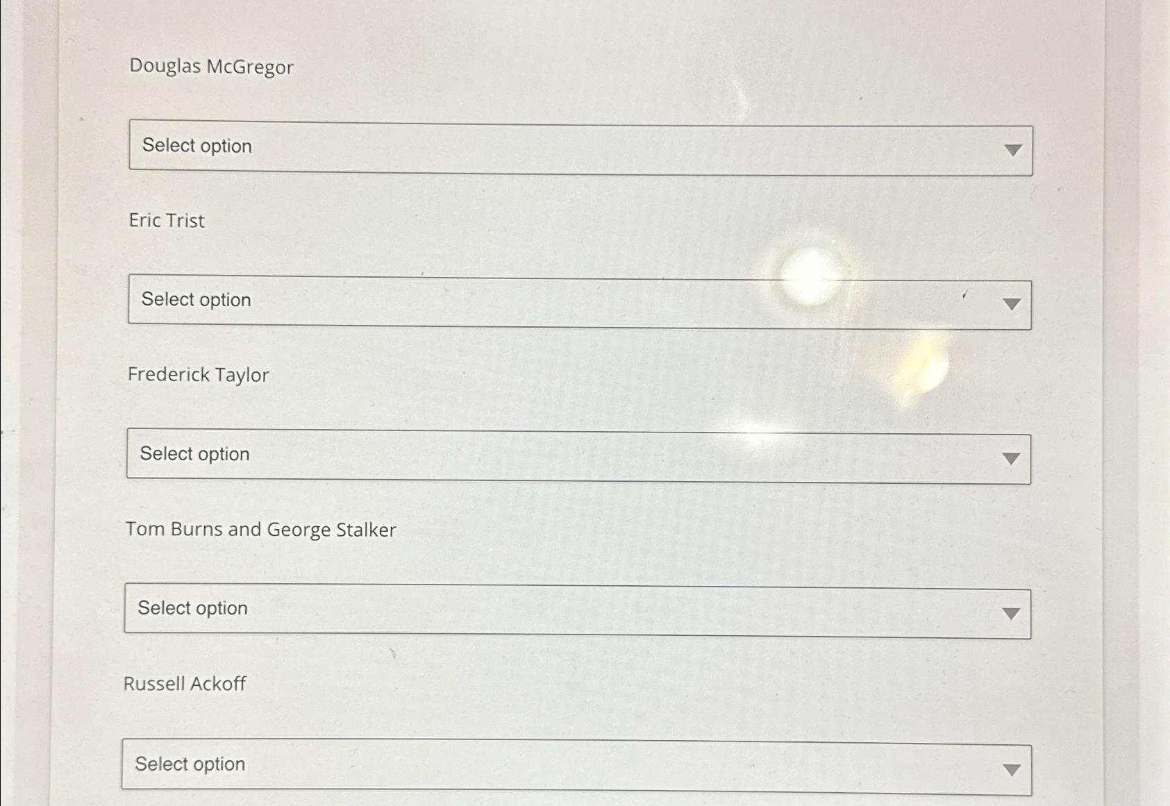 Solved Douglas McGregorSErSeFrederick TaylorSiTom Burns and | Chegg.com