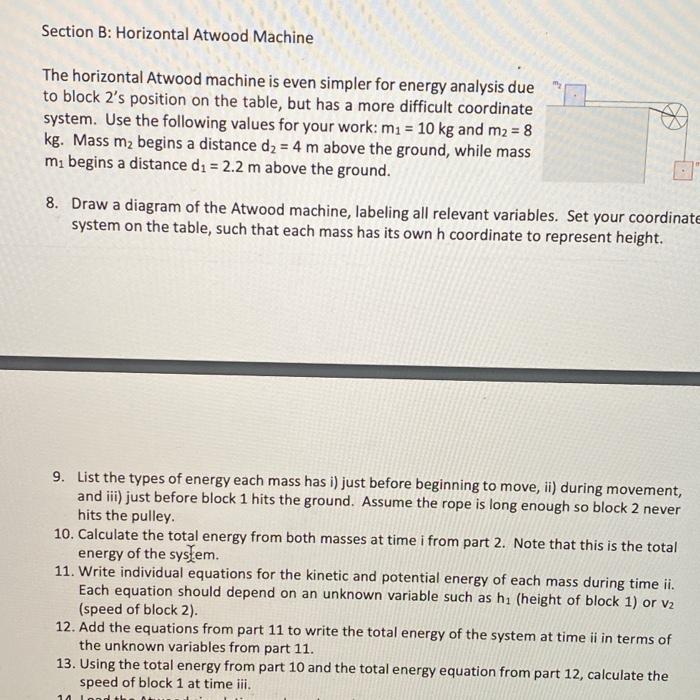 Solved Section B: Horizontal Atwood Machine The horizontal | Chegg.com