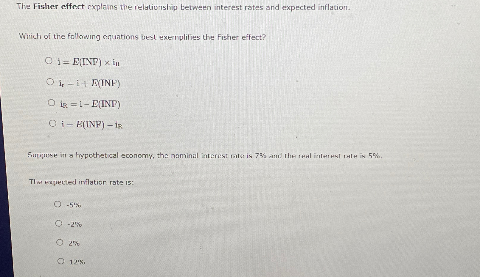 Solved The Fisher effect explains the relationship between | Chegg.com