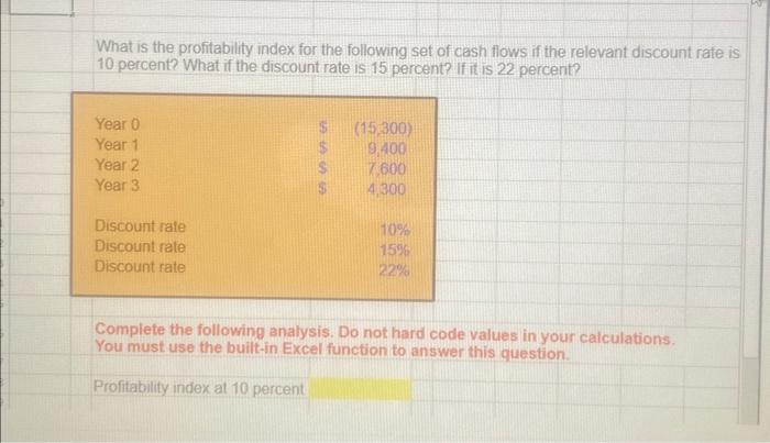 Solved What is the profitability index for the following set | Chegg.com