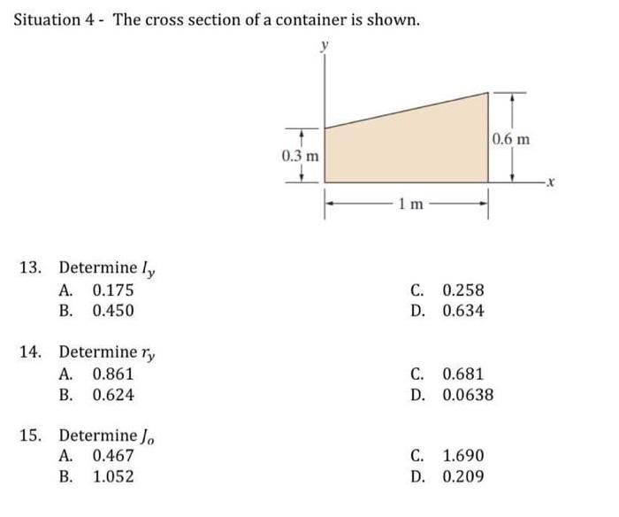 Solved Situation 4 - The cross section of a container is | Chegg.com