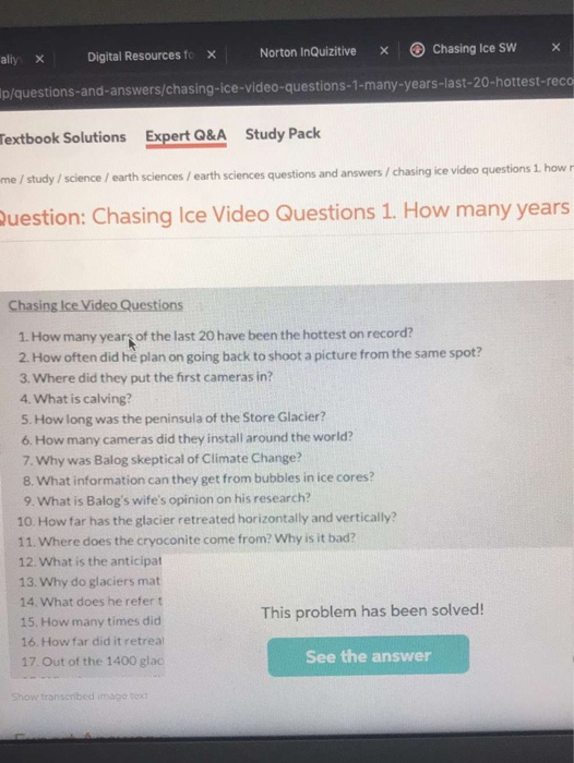 ally X Digital Resources fox Norton InQuizitive x | Chegg.com