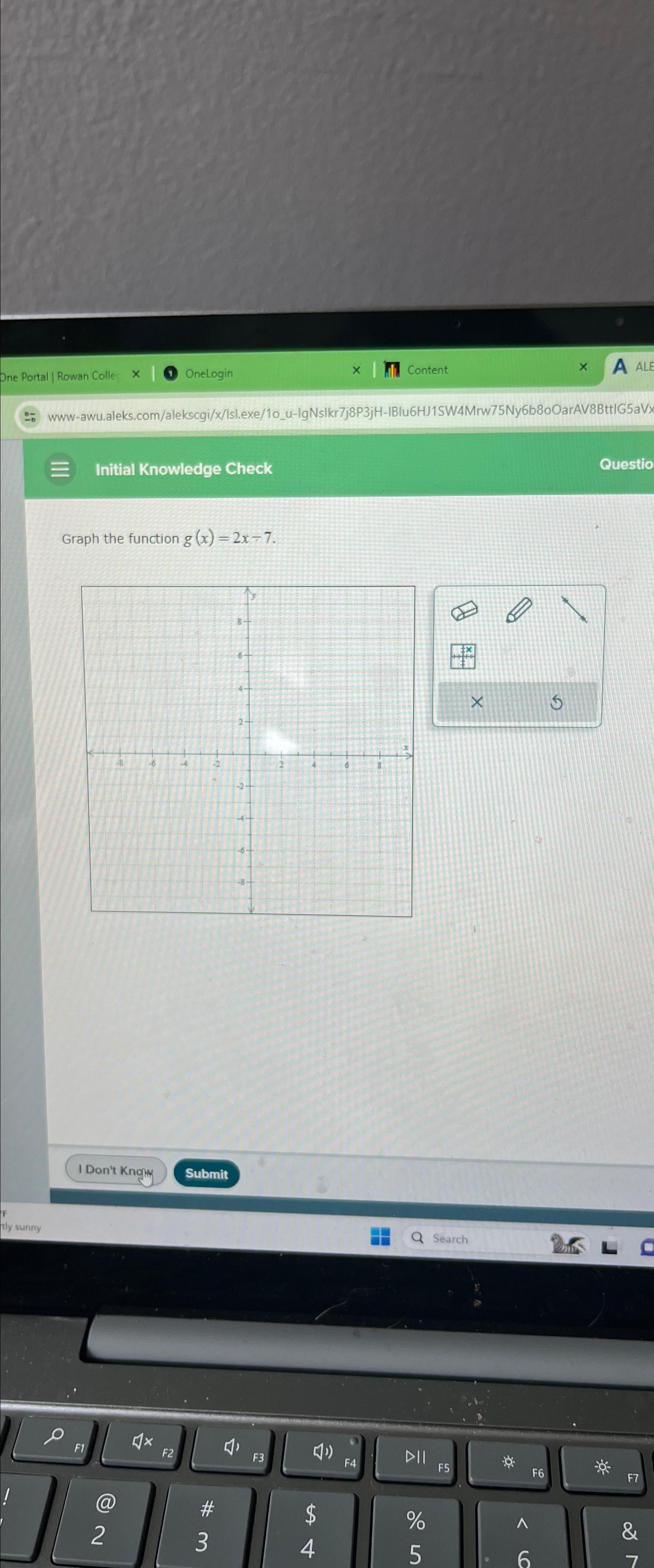 Solved Initial Knowledge CheckGraph the function g(x)=2x-7. | Chegg.com