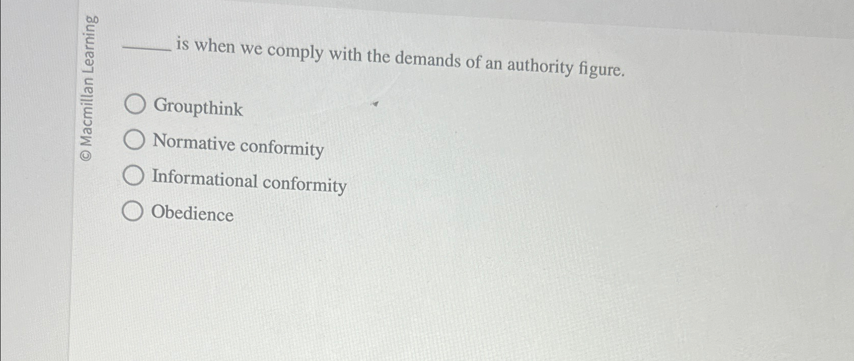 Solved is when we comply with the demands of an authority | Chegg.com