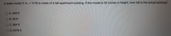 Solved A scale model (1 in. = 14 ft) is made of a tall | Chegg.com