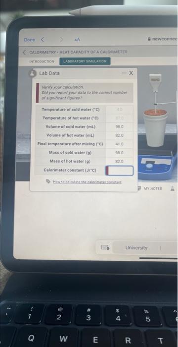 Solved Calculate calorimeter constant to 2 significant | Chegg.com