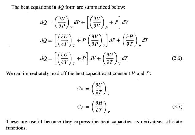 Solved The heat equations in dQ form are summarized below: | Chegg.com