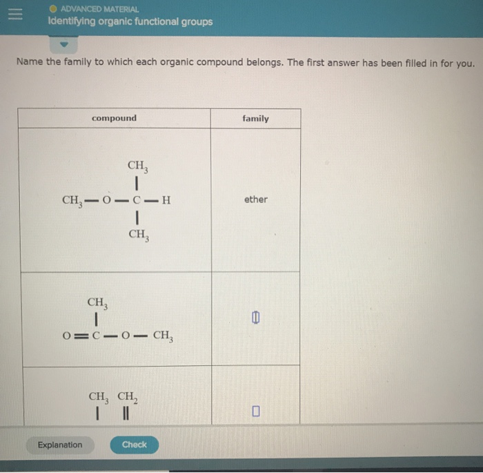 Solved ADVANCED MATERIAL Identifying organic functional | Chegg.com