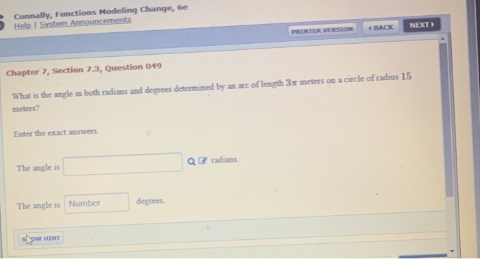 Solved Connally, Functions Modeling Change, 6e Help System | Chegg.com
