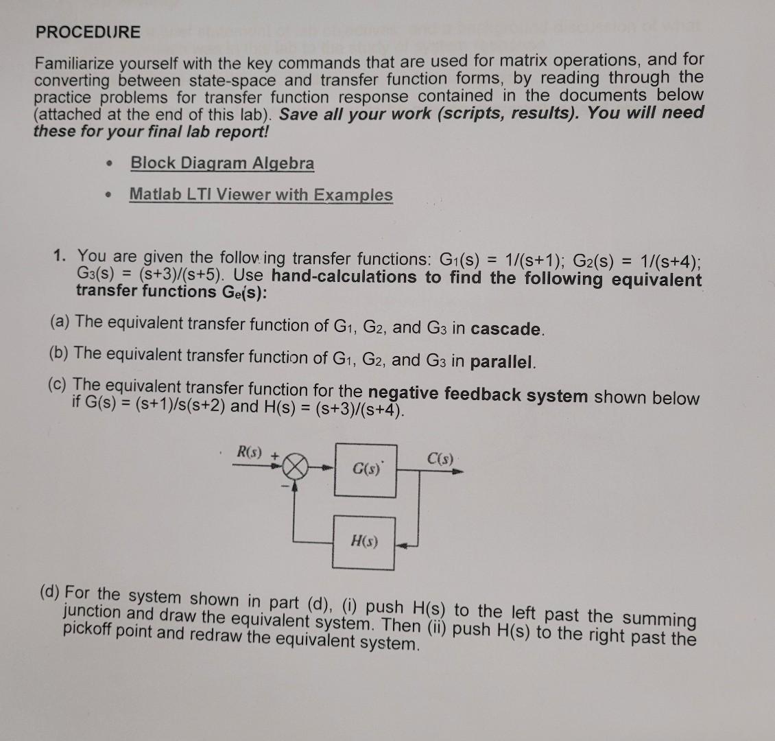 Solved PROCEDURE Familiarize yourself with the key commands | Chegg.com