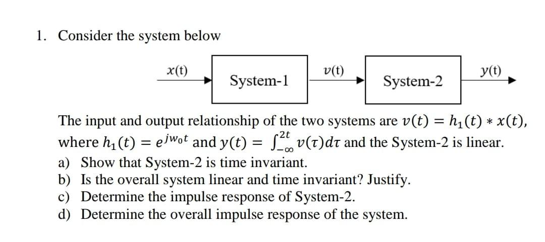 1. Consider the system below The input and output | Chegg.com