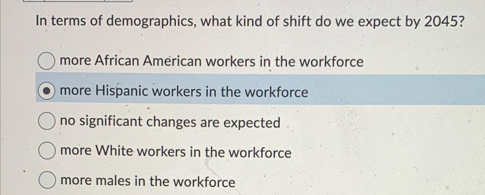 Solved In terms of demographics, what kind of shift do we | Chegg.com