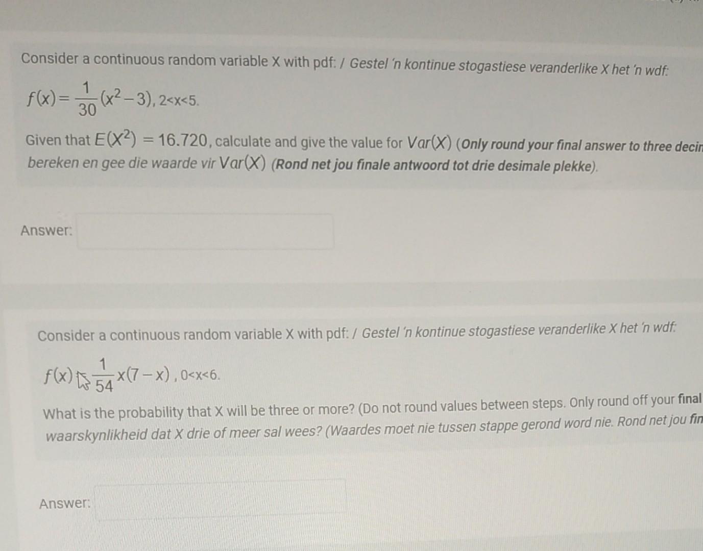 Solved Consider a continuous random variable X with pdf:/ | Chegg.com